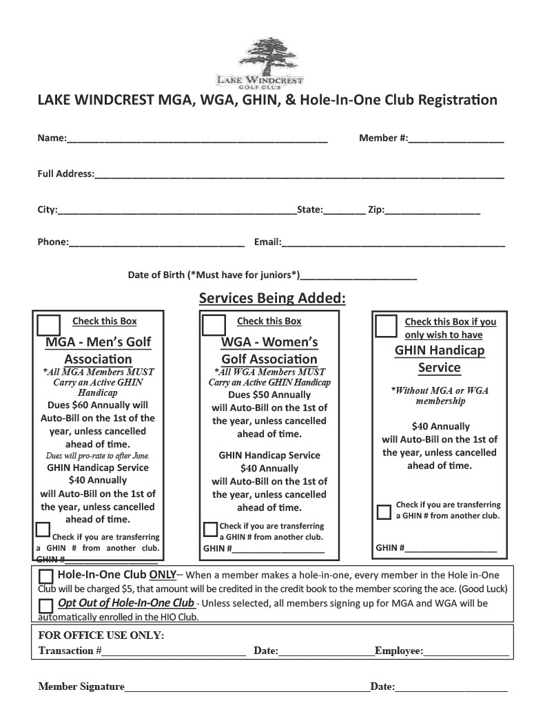 MGA Application – Lake Windcrest Men's Golf Association